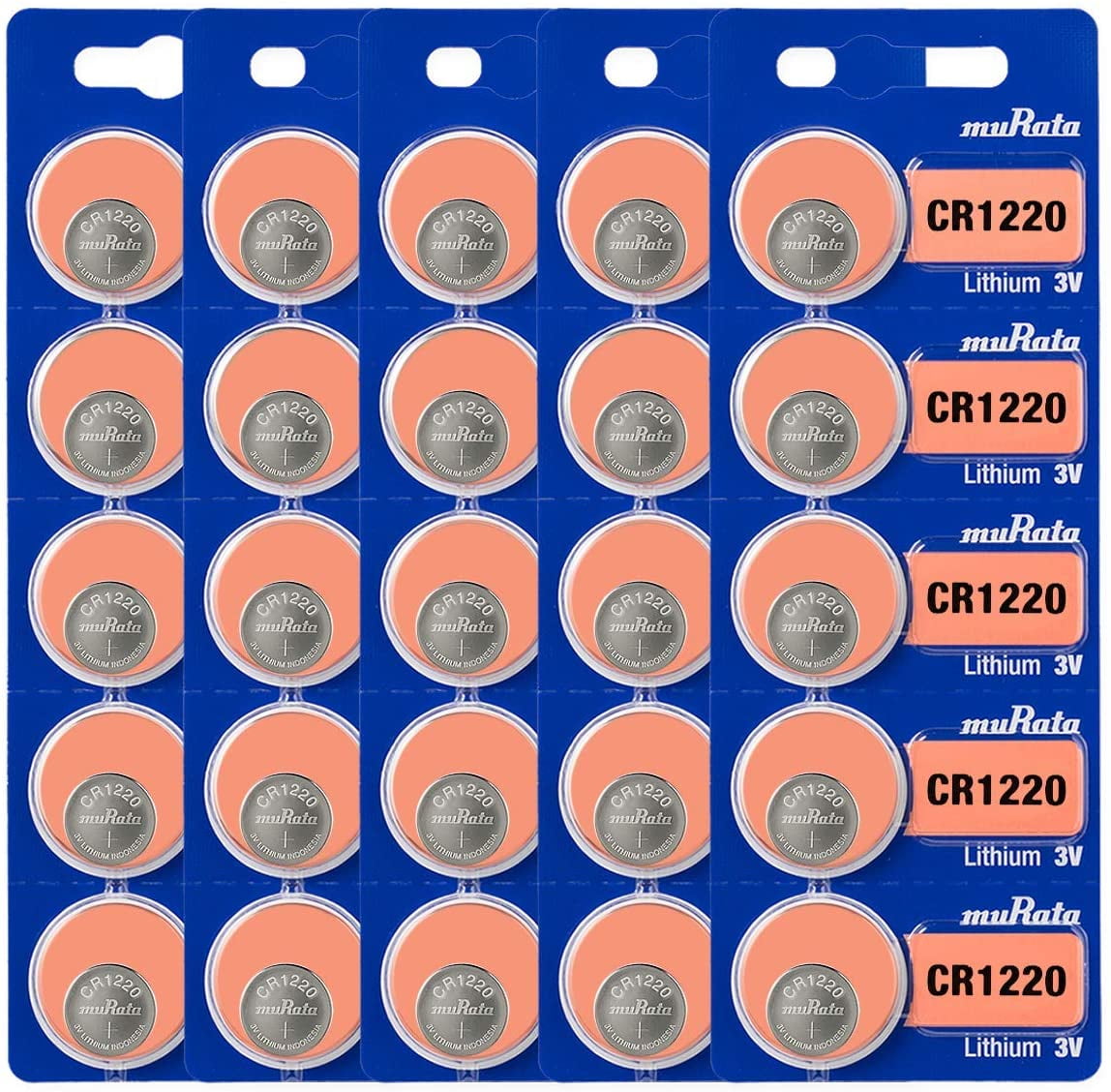 Murata CR1220 Battery DL1220 ECR1220 3V Lithium Coin Cell (25 Batteries) - Walmart.com