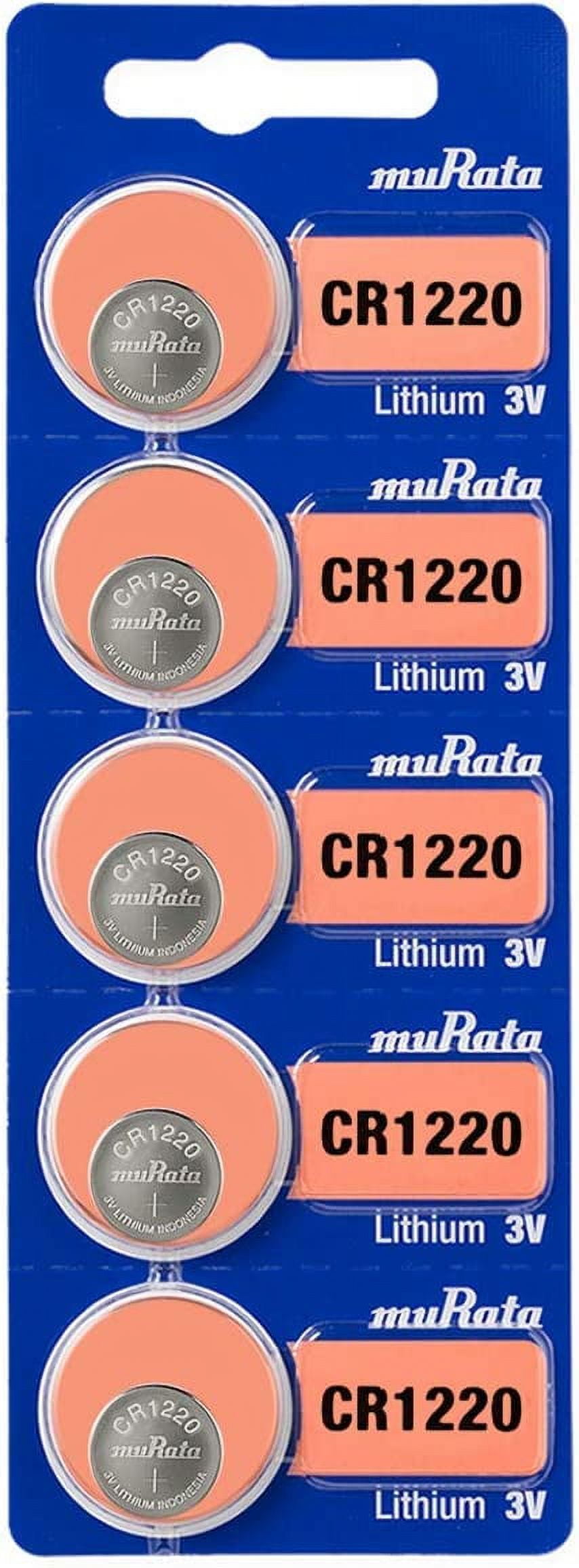 Murata CR1220 Battery DL1220 ECR1220 3V Lithium Coin Cell (5 Batteries ...