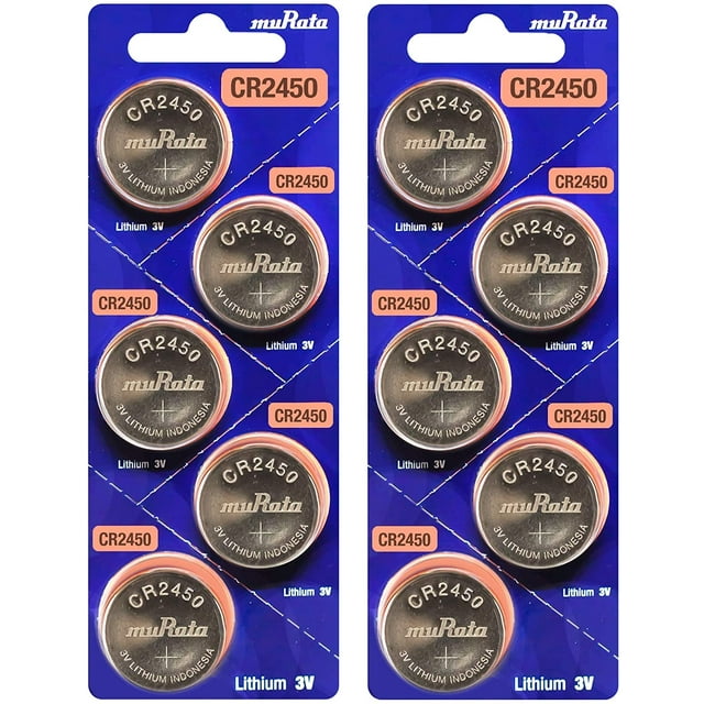 Murata CR2450 Battery 3V Lithium Coin Cell - Replaces Sony CR2450 (10 ...