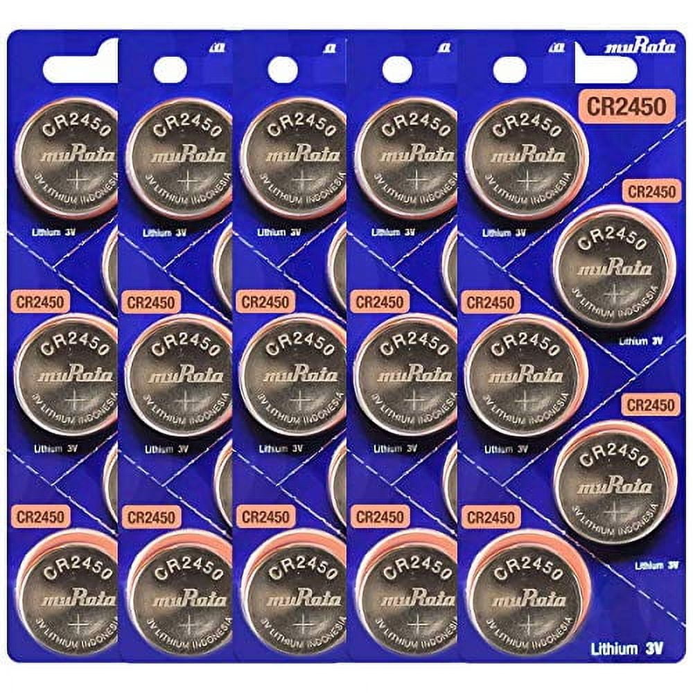 Murata CR2450 Battery DL2450 ECR2450 3V Lithium Coin Cell (25 Batteries ...