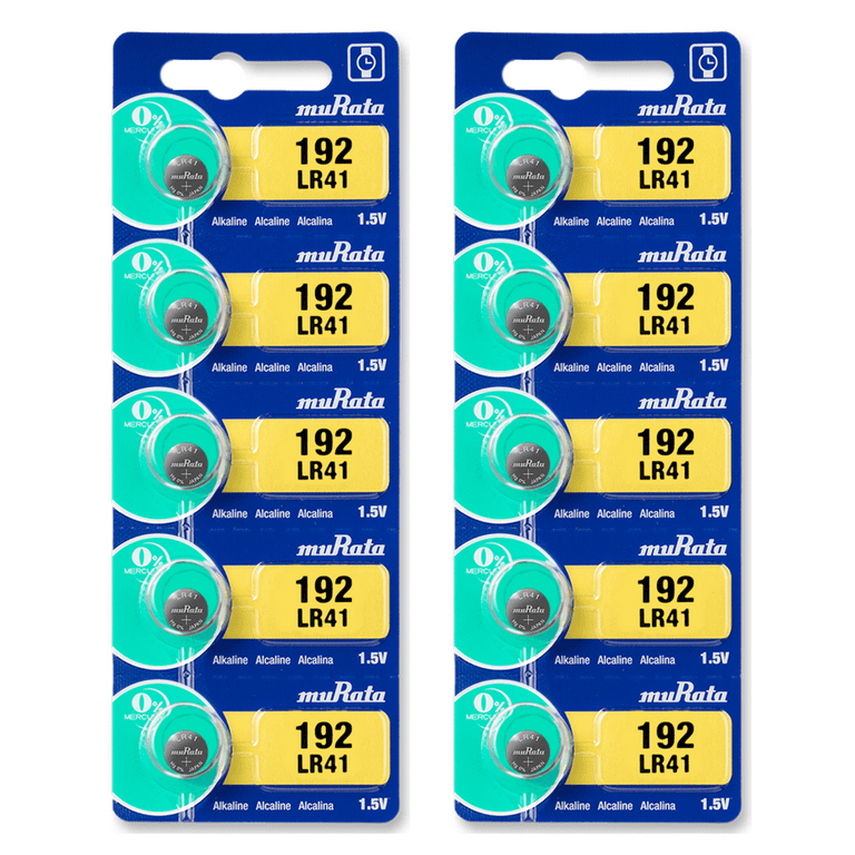 Murata LR41 Battery 1.55V Alkaline Button Cell 10 Batteries