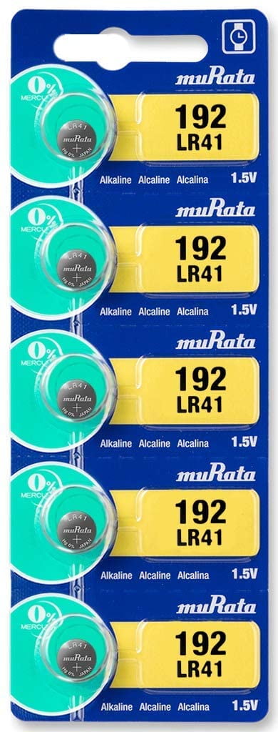 Murata LR41 Battery 1.55V Alkaline Button Cell - Replaces Sony LR41 (5 ...