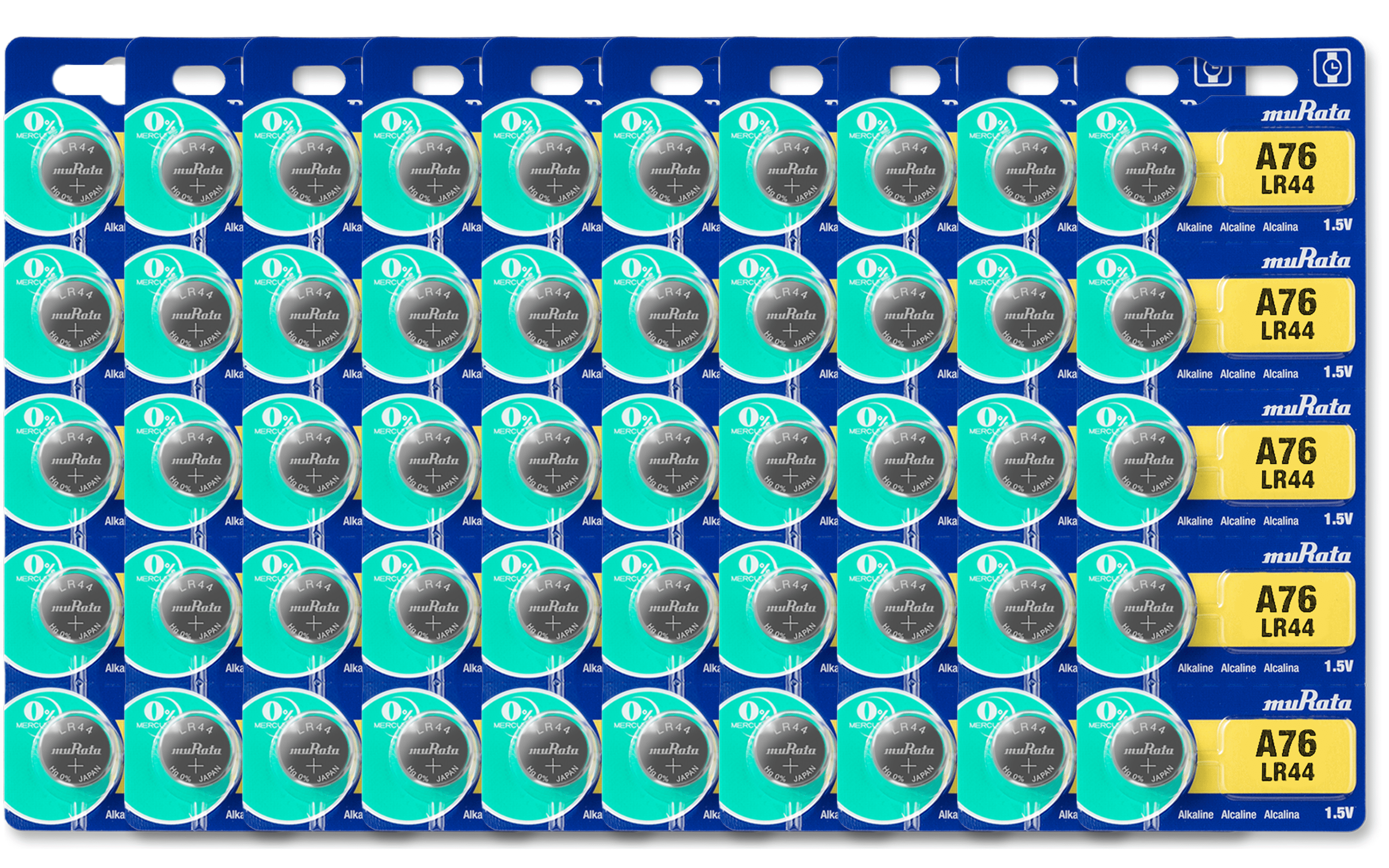 Murata LR44 Battery 1.55V Alkaline Button Cell (100 Batteries ...