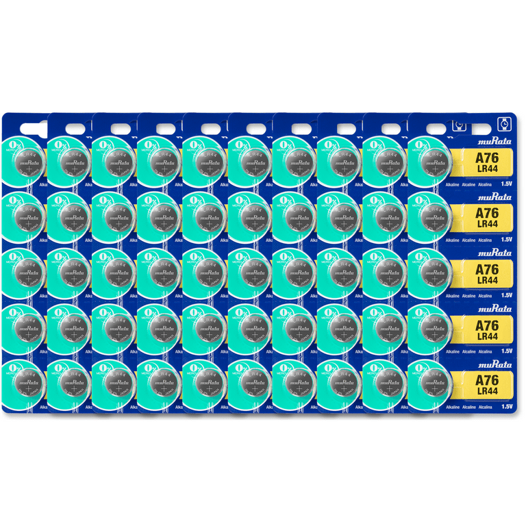 Murata LR44 Battery 1.55V Alkaline Button Cell 100 Batteries Walmart