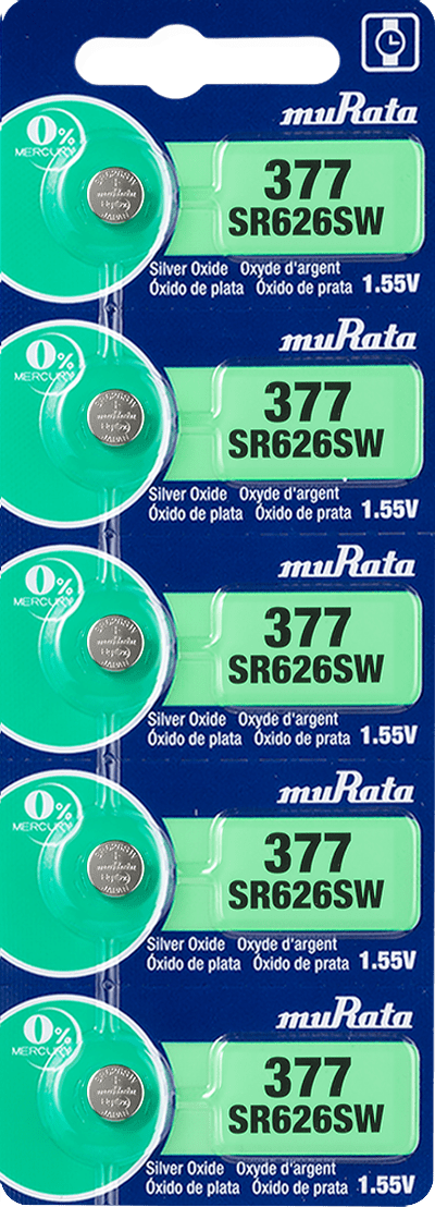 Murata Power Solutions Battery 377 SR626SW, 1.55V Silver Oxide, Watch ...