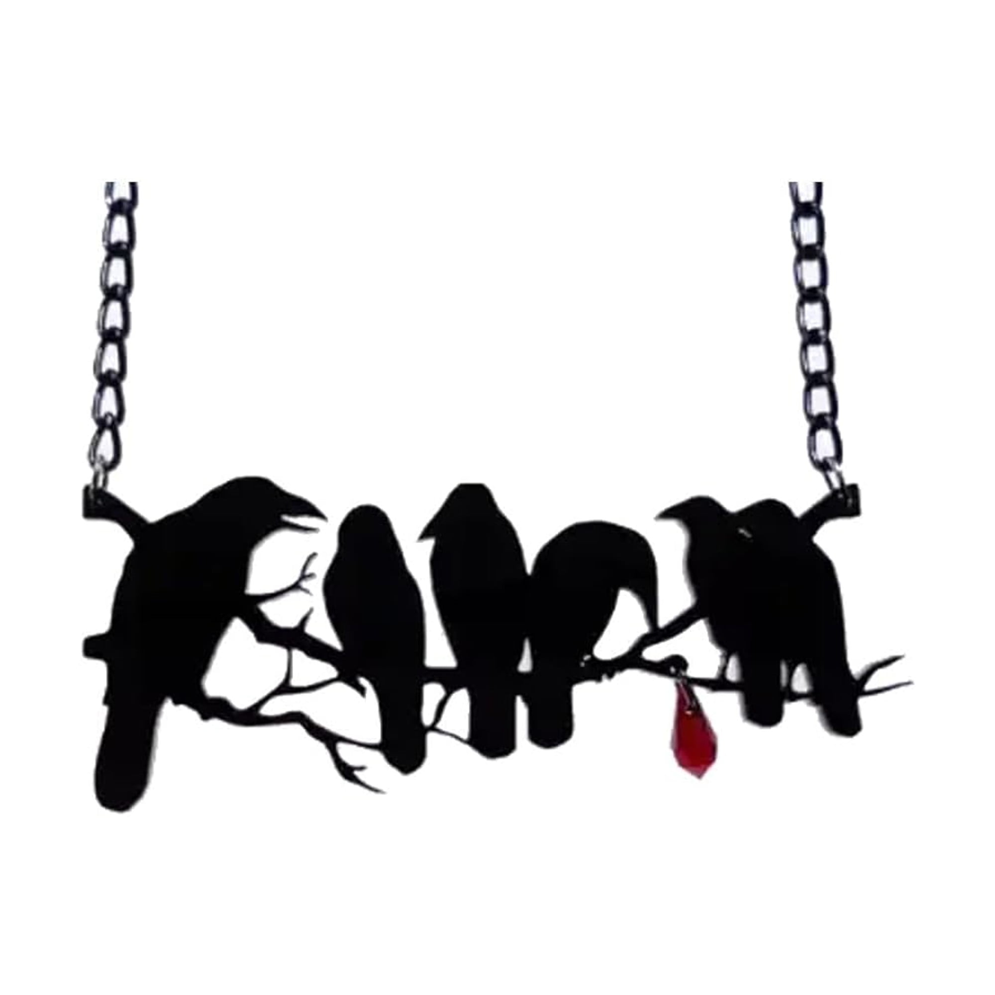 Murder of Crows Necklace Big Raven Birds Mockingbird Black Perched on ...