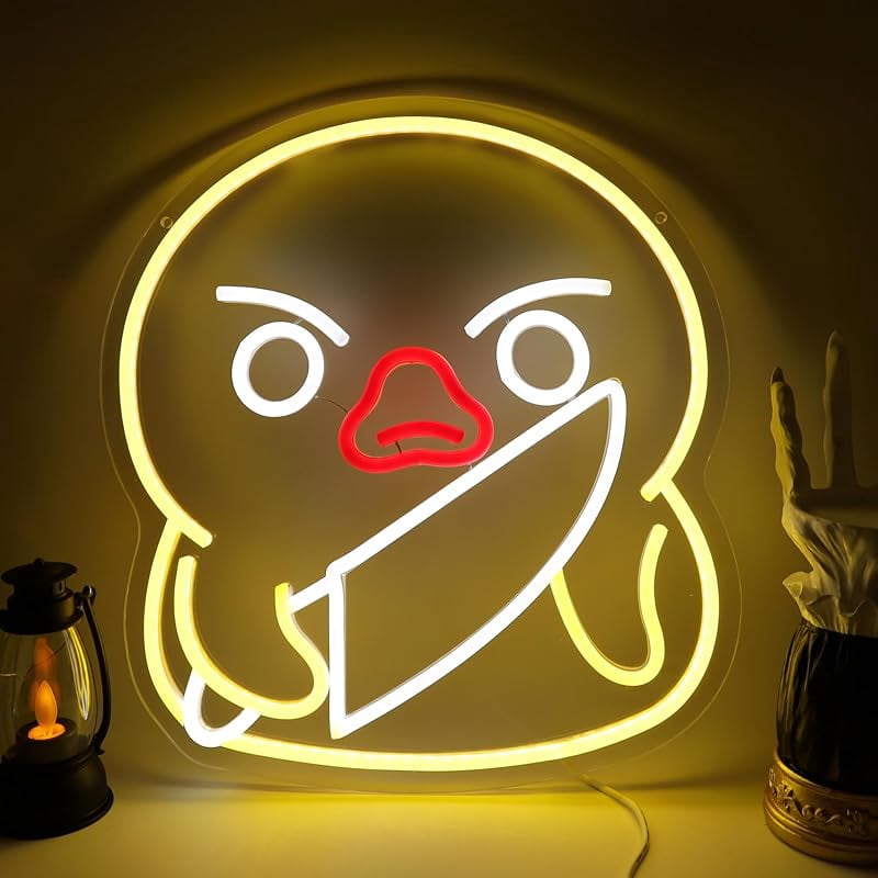Murder Duck Neon Sign with Knife Duck Lamp Led Neon Light Up Sign for ...