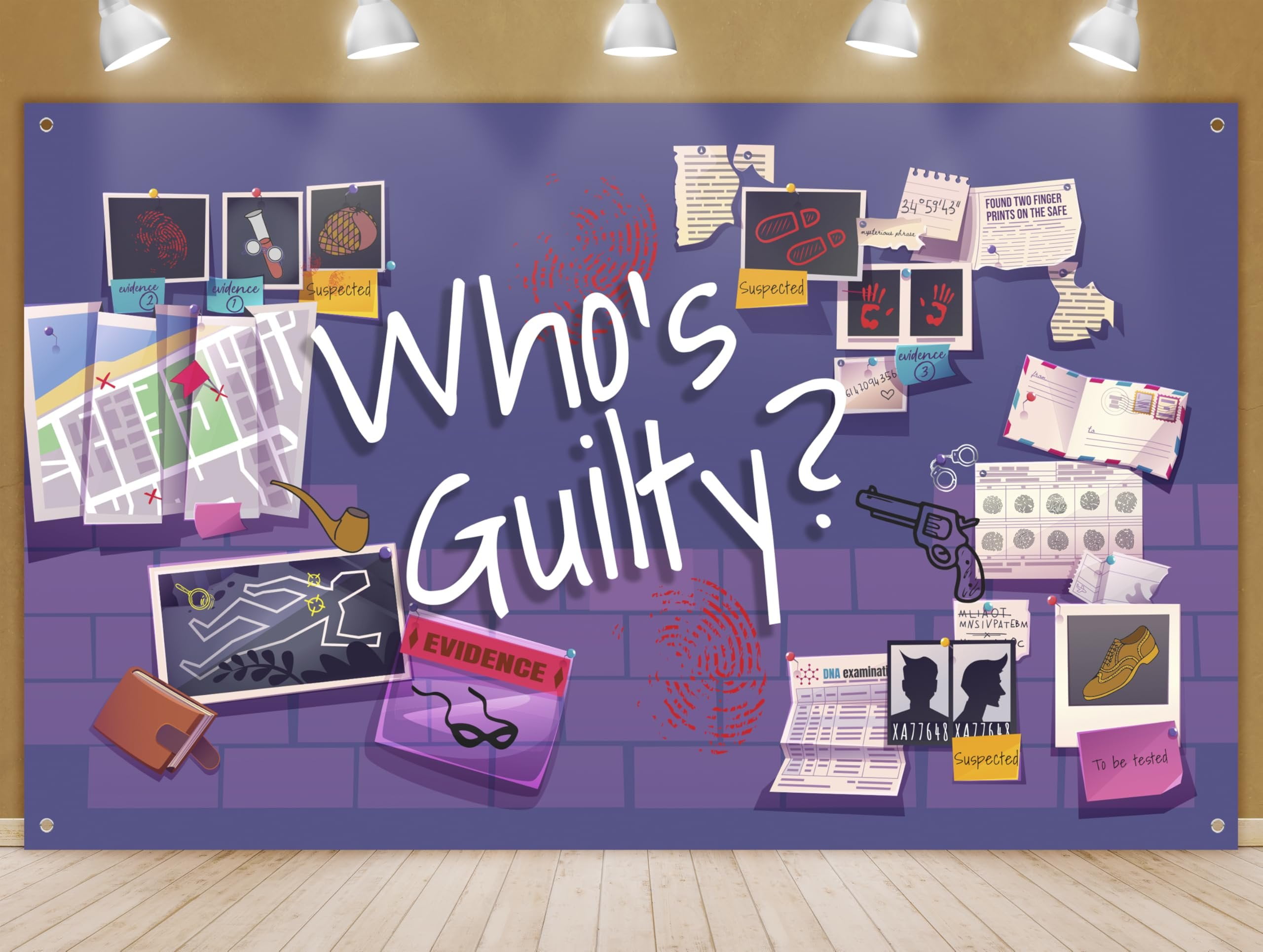 Murder Mystery Party Backdrop Detective Banner, Mystery Background ...