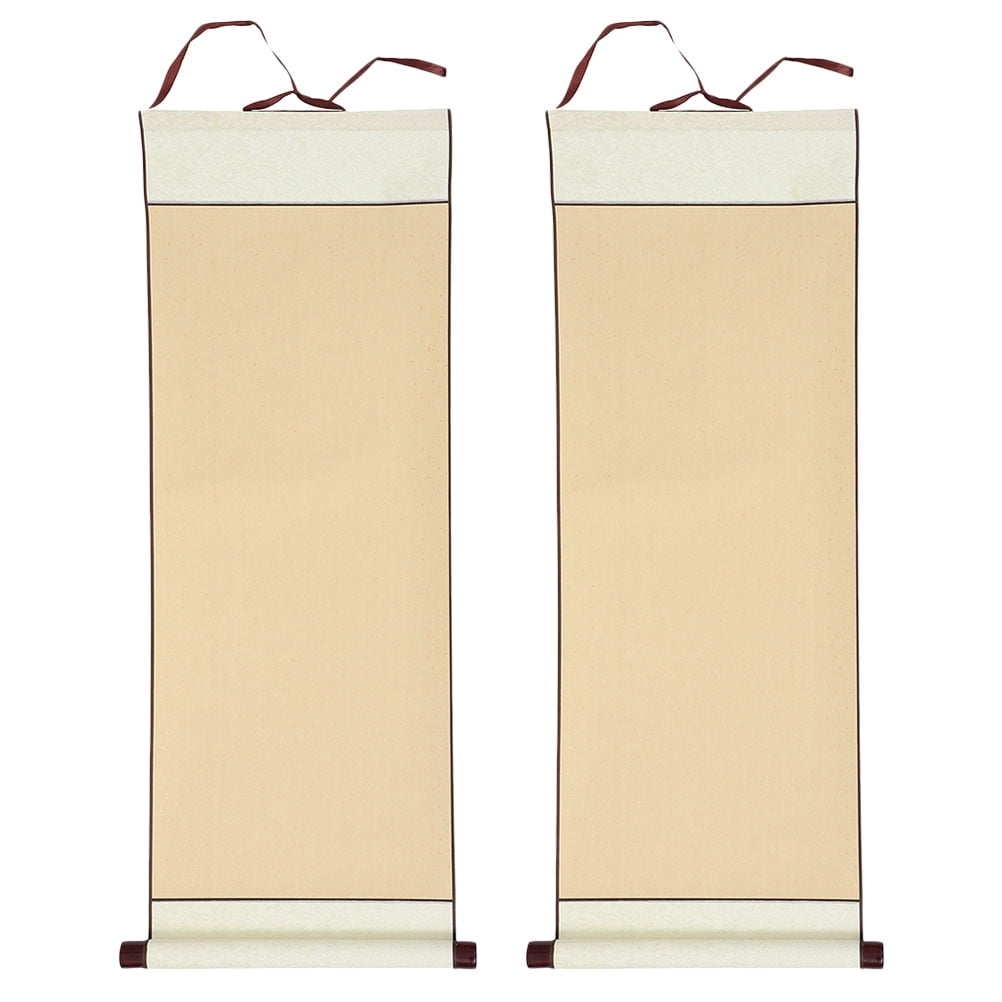 HAKIDZEL Rice Paper Scroll Golden 2Pcs Traditional Chinese Art ...