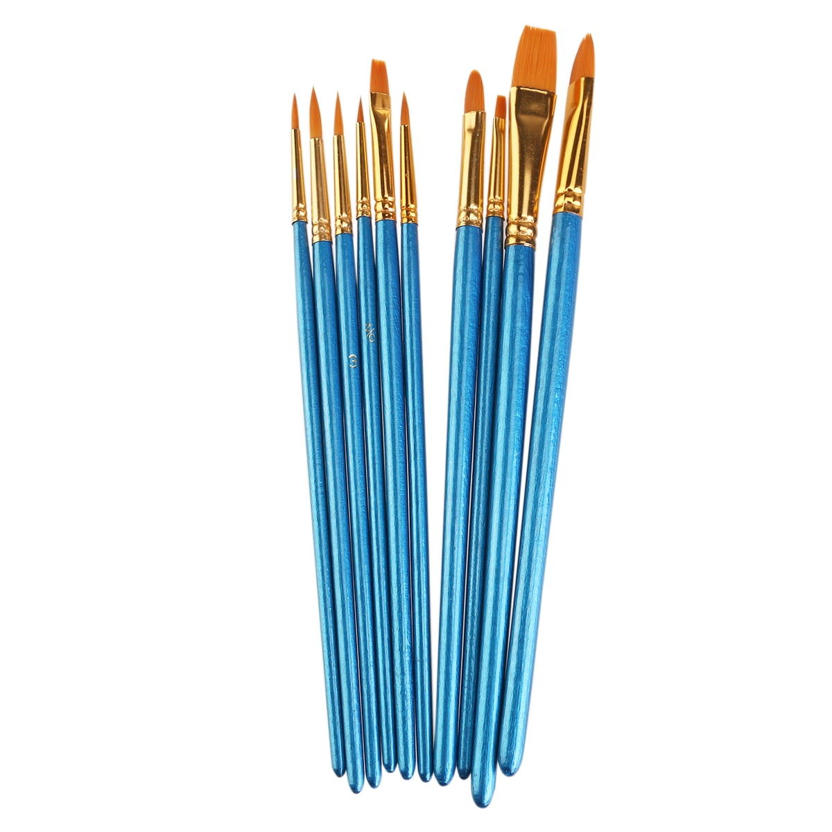 Murdoffiu Paint brush set 10pcs Nylon Paint Brushes Watercolor Painting ...