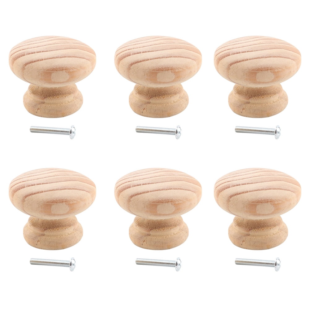 Murdoffiu Wooden Handle 6Pcs Solid Wood Handle Nordic Style Door ...