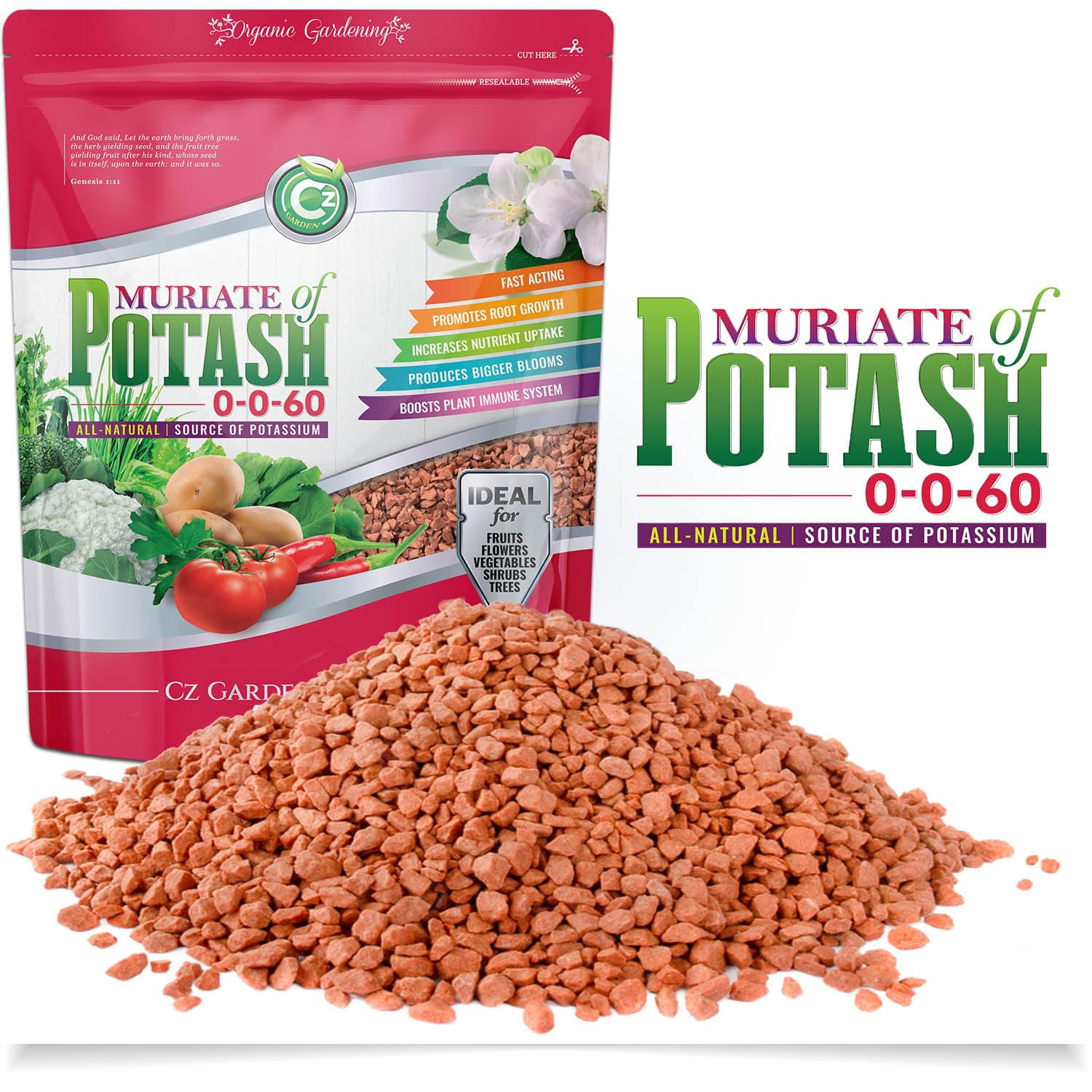 Muriate of Potash 0-0-60 HMF23 Fertilizer Made in USA - MOP Potassium ...
