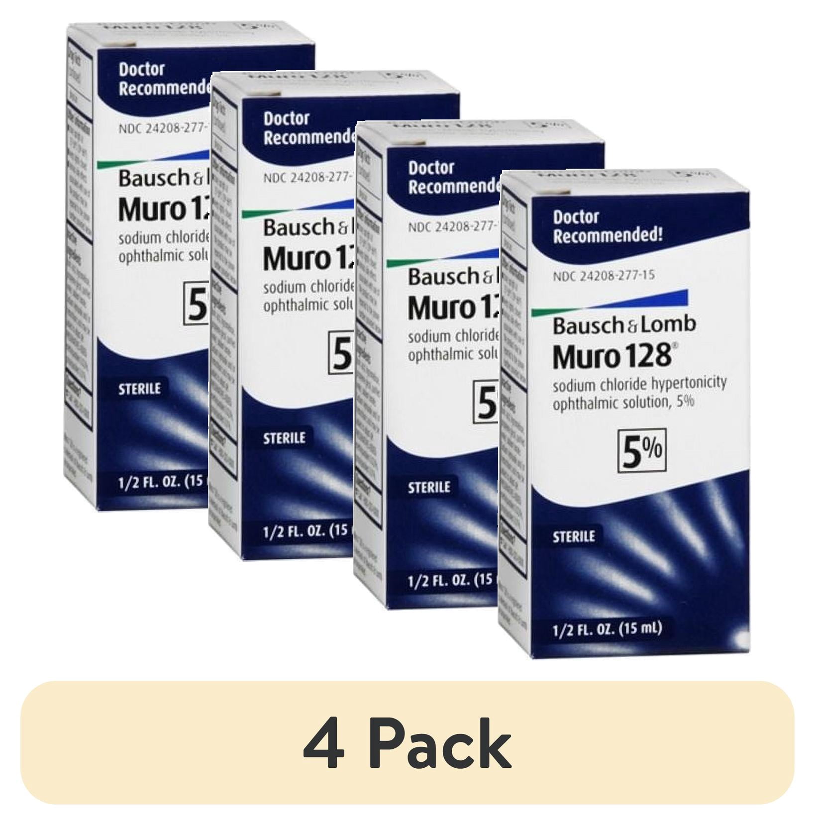 (4 pack) Muro 128 5% Ophthalmic Eye Solution - 0.5 Fl Oz (15 Ml ...