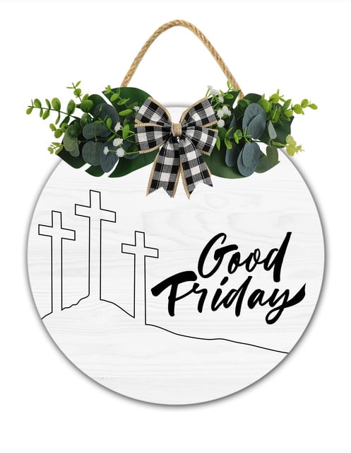 Muroanmi Happy Good Friday Day Door Sign Party Decoration Porch Sign ...
