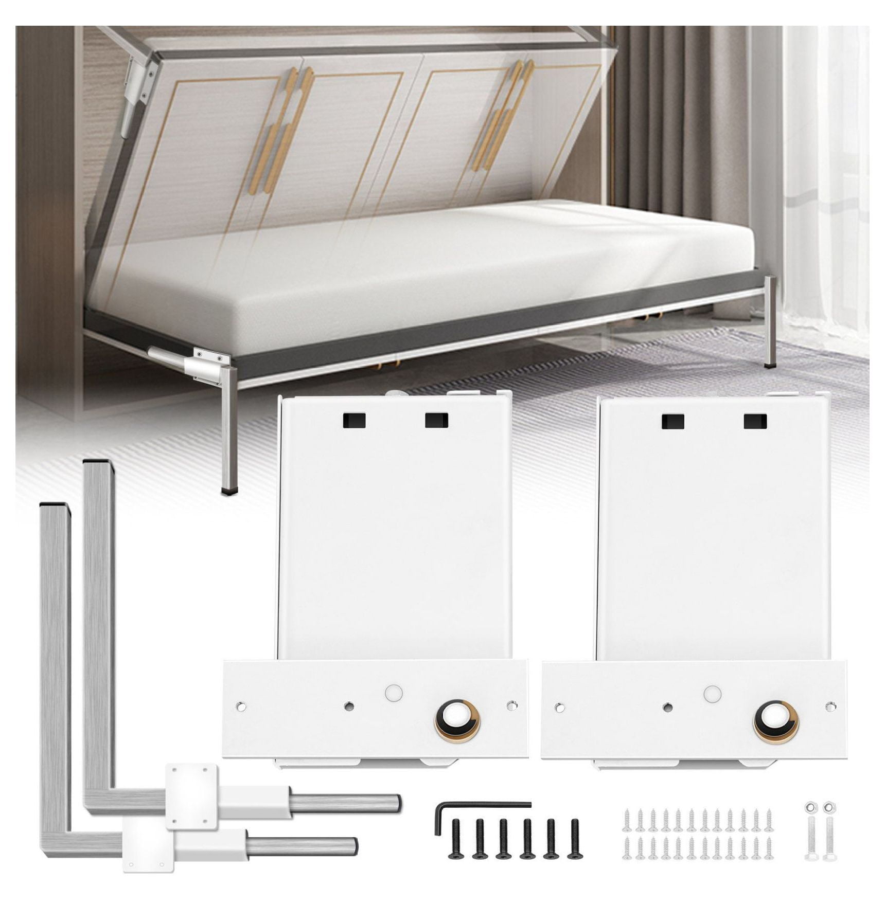 Murphy Bed Mechanism Kit - Heavy Duty Wall Bed Hinges Hardware for Twin ...