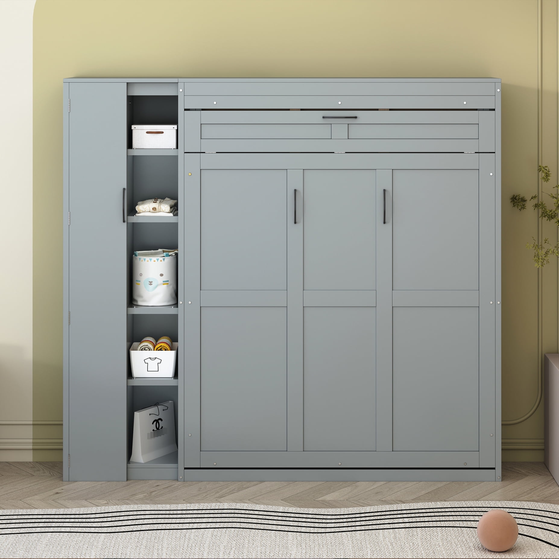 Murphy Bed with Easy Operation / Pull Handles and Flip Legs ...