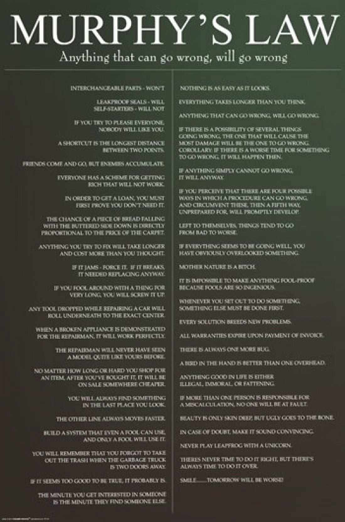 Murphy's Law Poster (24 x 36) - Walmart.com