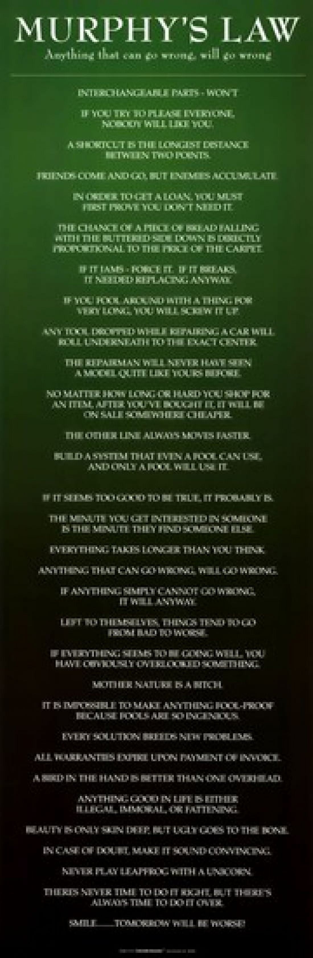 Murphys Law -Slim Print Laminated Poster (12 x 36) - Walmart.com