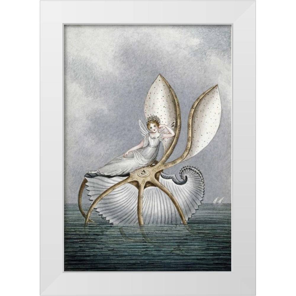 Murray, Amelia Jane 23x32 White Modern Wood Framed Museum Art Print Titled - A Fairy Resting On ...