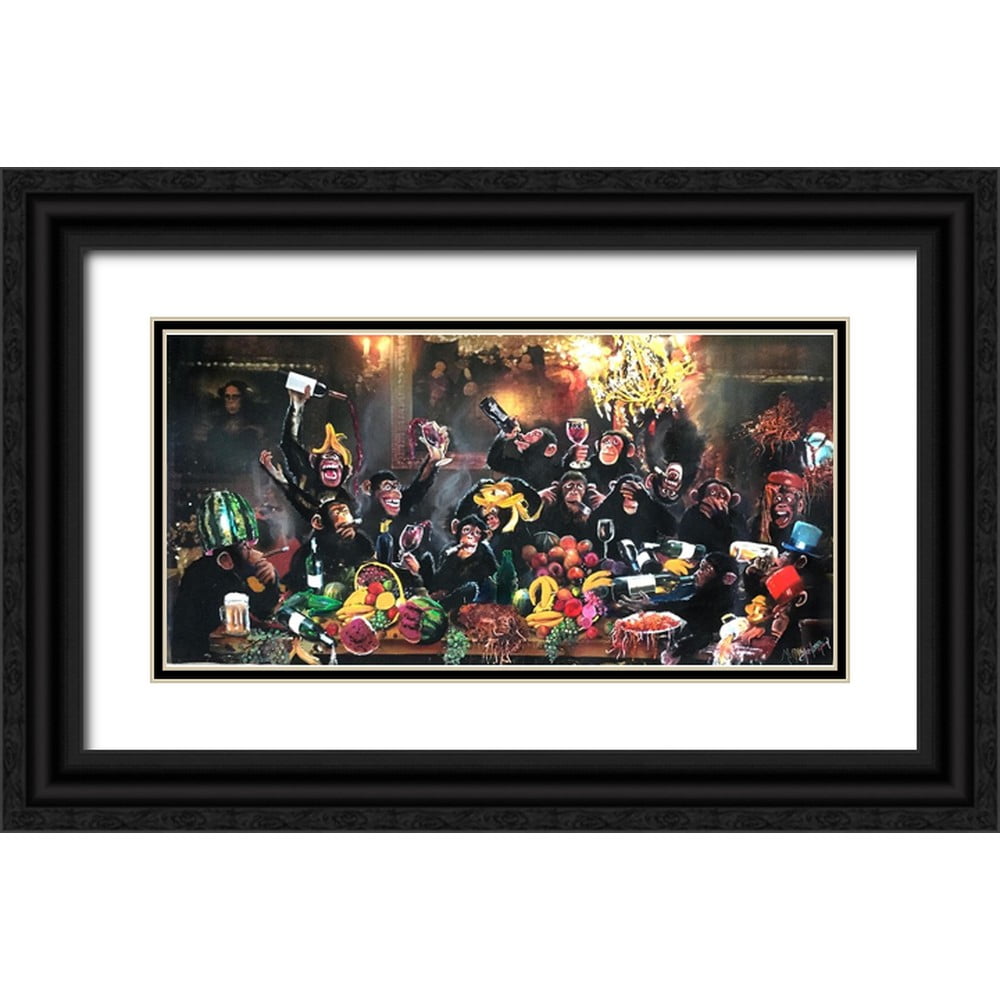 Murray Henderson Fine Art 24x14 Black Ornate Wood Framed with Double ...