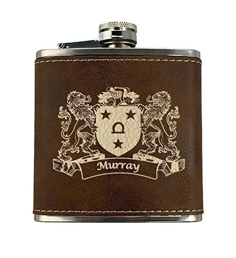 Murray Irish Coat of Arms Leather Flask - Rustic Brown - Walmart.com