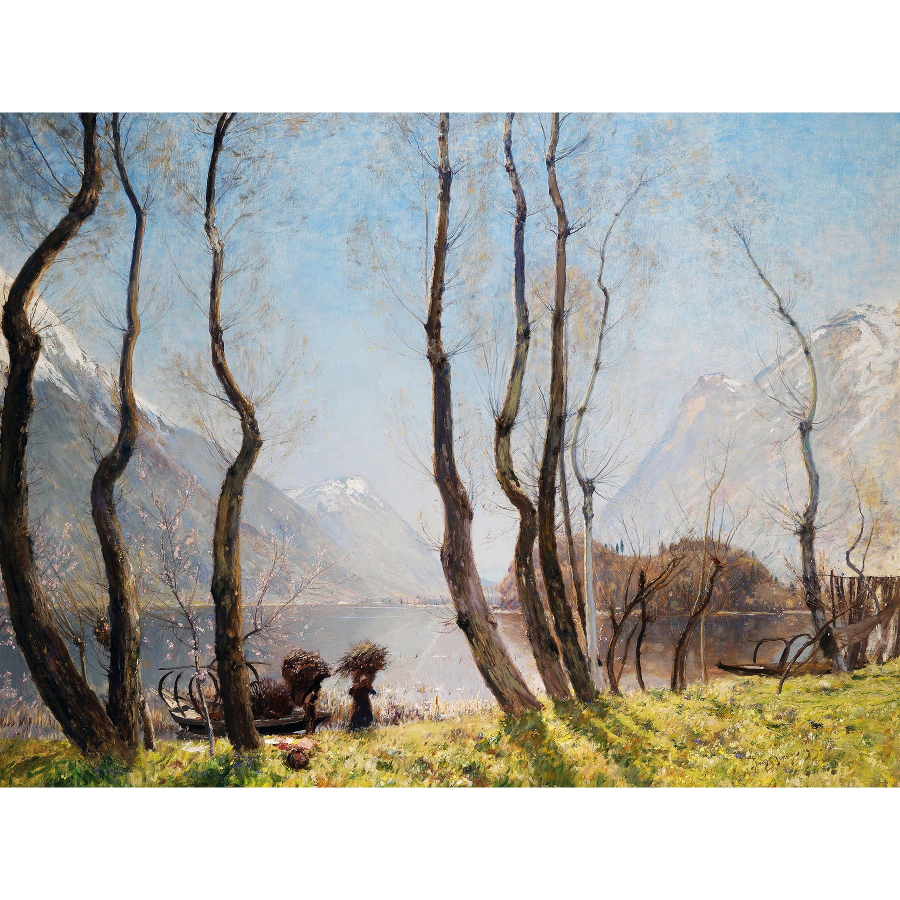 Murray Lago Di Piano Spring Tree Mountain Landscape Painting Extra ...