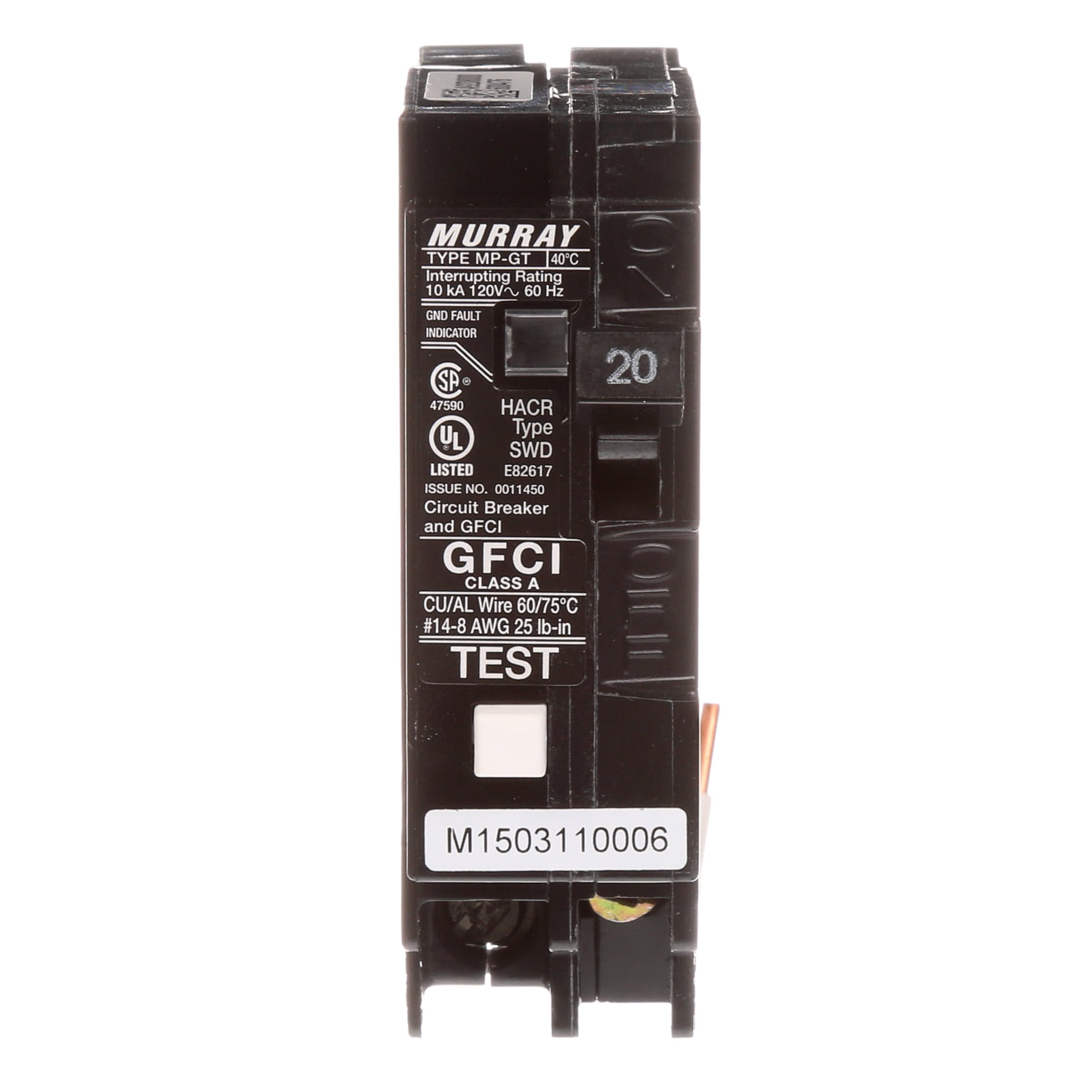 Murray MP120GFAP 20A 1P Self-Test GFCI & Circuit Breaker - Walmart.com
