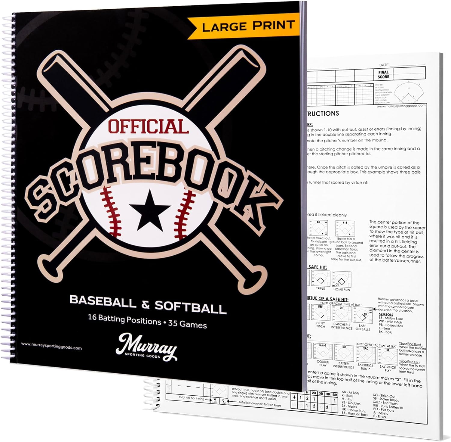 Murray Sporting Goods Baseball/Softball Scorebook - Large Print Book ...