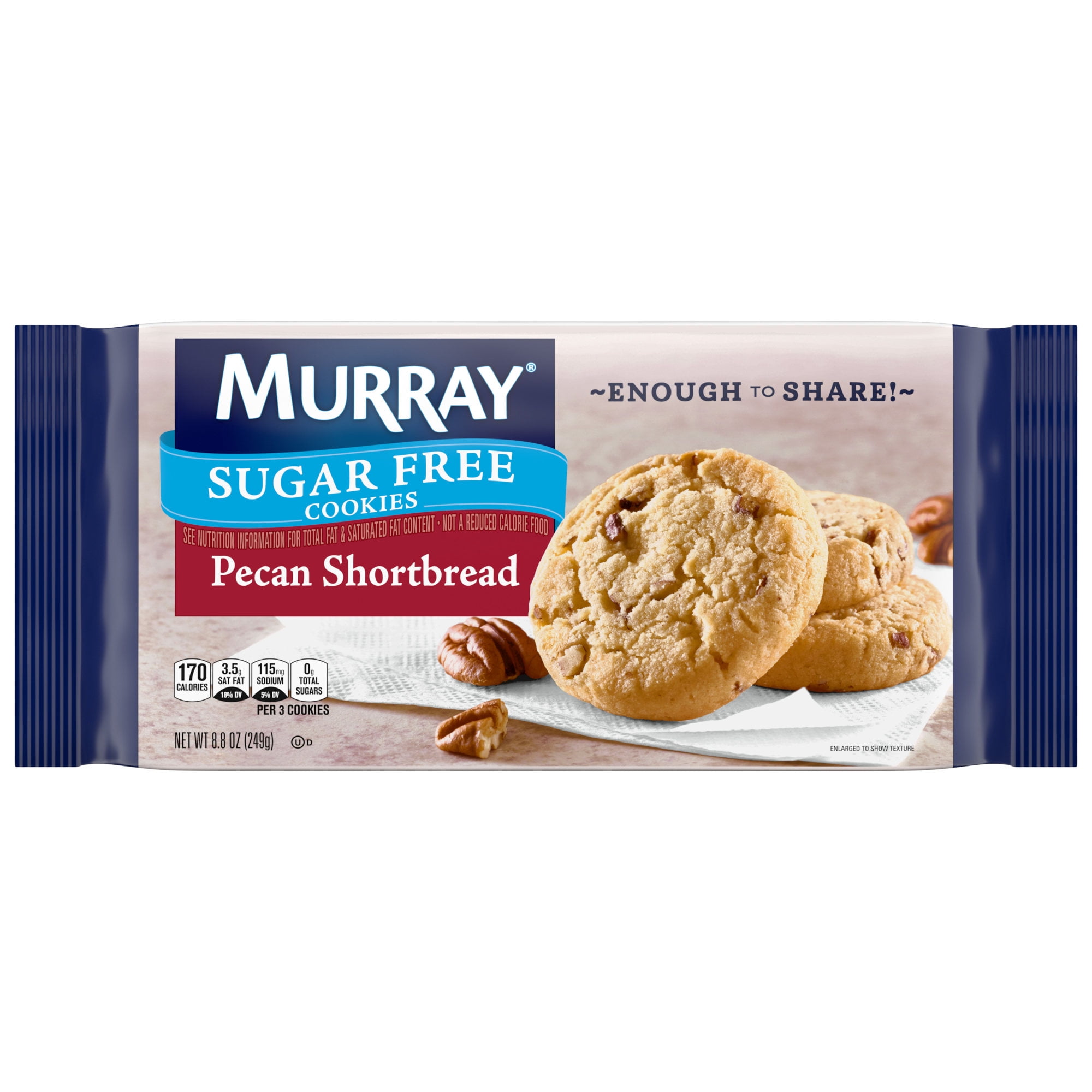 Murray Sugarless Pecan Shortbread Butter Cookies, Sugar Free, 8.8oz ...