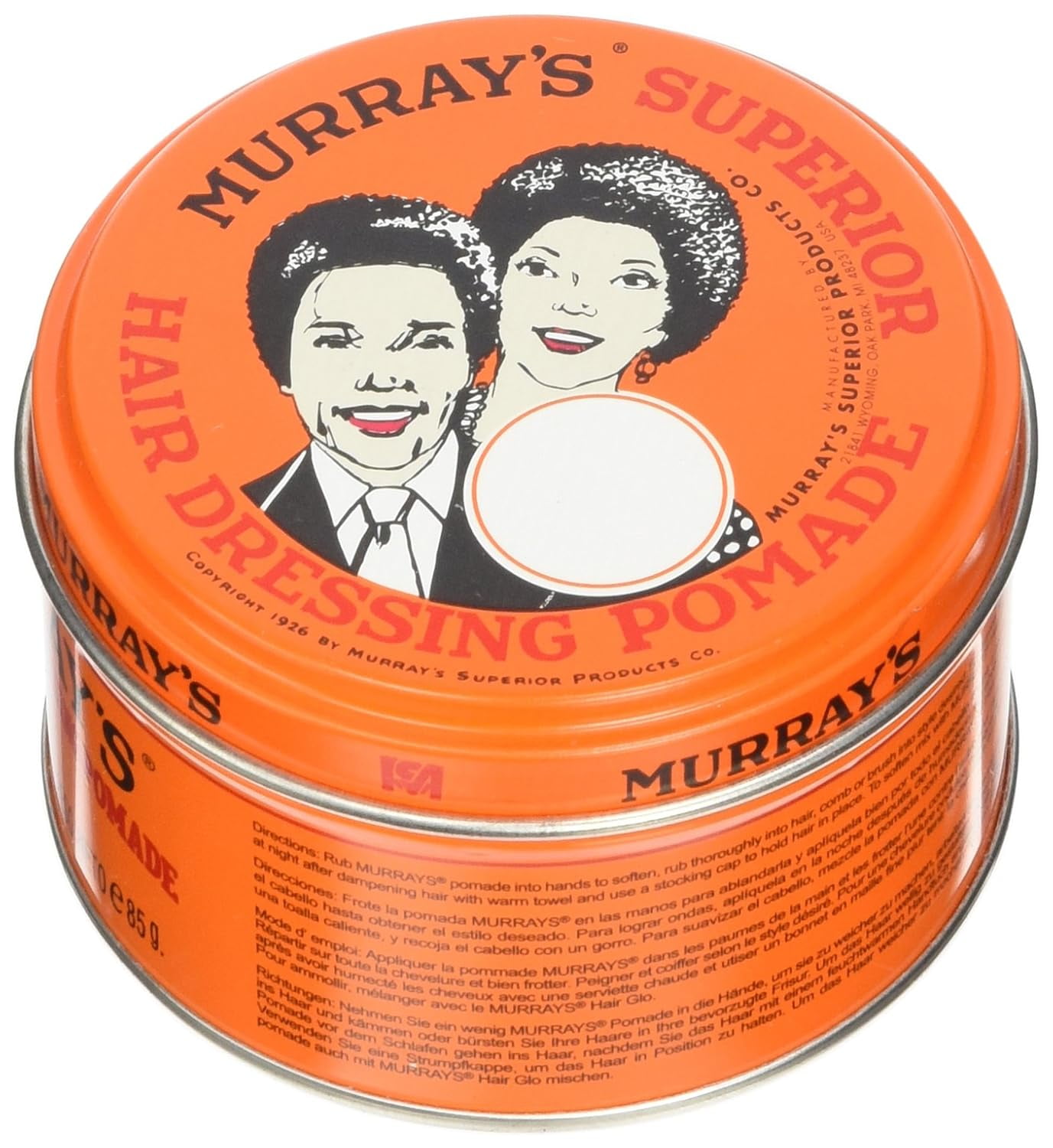Murrays Superior Hair Dressing Pomade, Plastic Jar, 3 Oz, 6 Pack ...