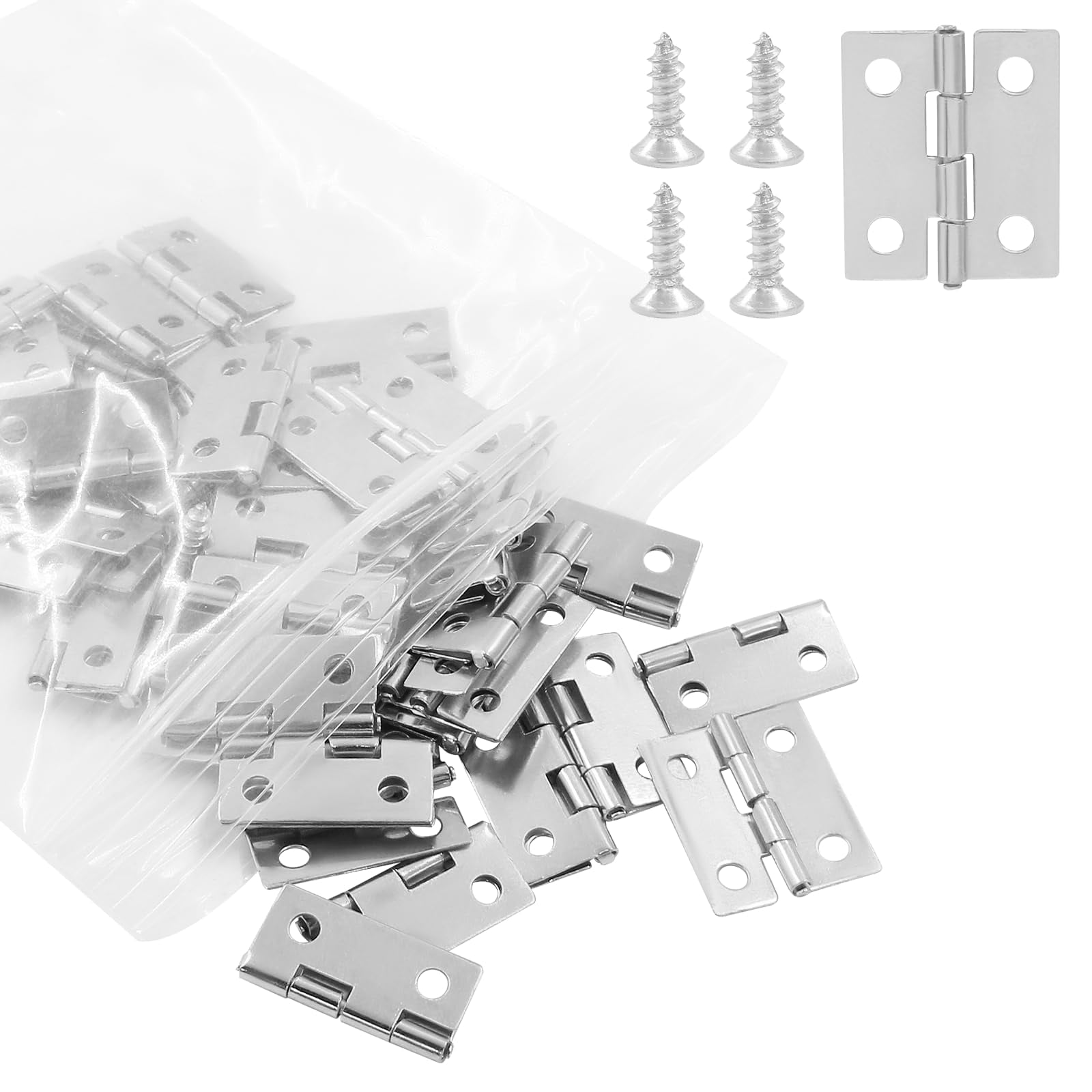 Murtenze 50Pcs Sliver Mini Hinges for Box Decoration, 18 x 15mm Small ...