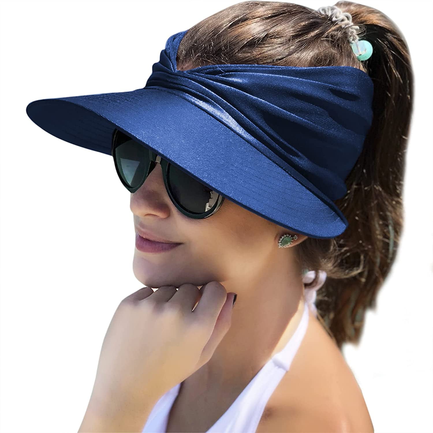 Muryobao Women's Sun Visor Hat, Wide Brim, UPF 50+ UV Protection, Beach ...