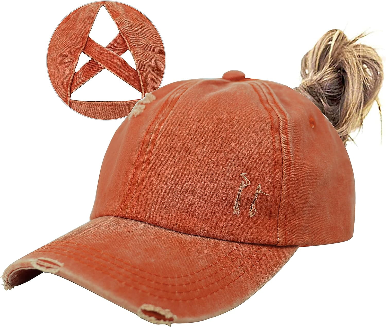 Muryobao Women Ponytail Criss Cross Messy Buns Ponycaps Baseball Cap ...