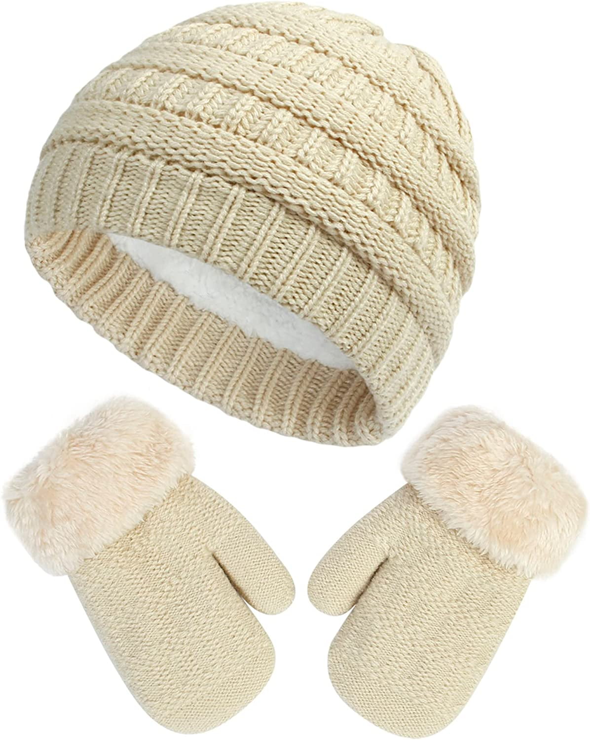 Muryuobao Toddler Kids Girls Boys Knitted Winter Hat Gloves Set Warm ...