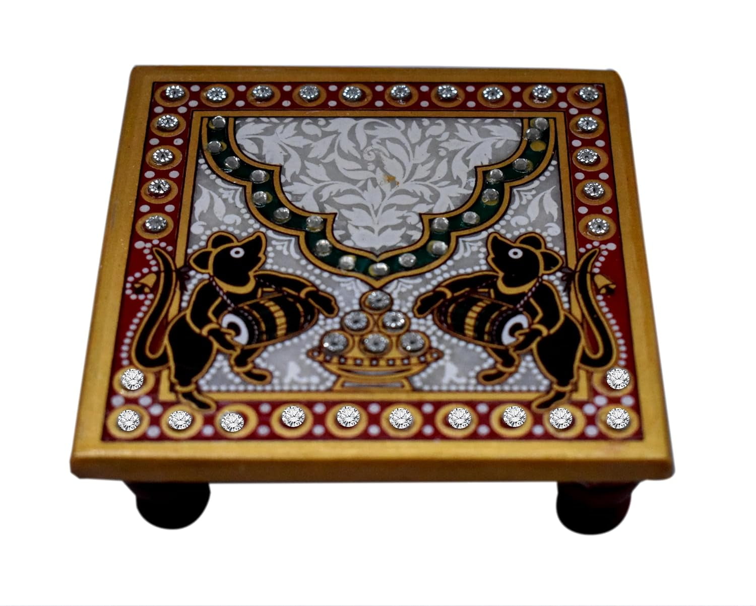 Musak Ganesh Ji Marble Pooja Chowki Handcrafted Marble Chowki for God ...