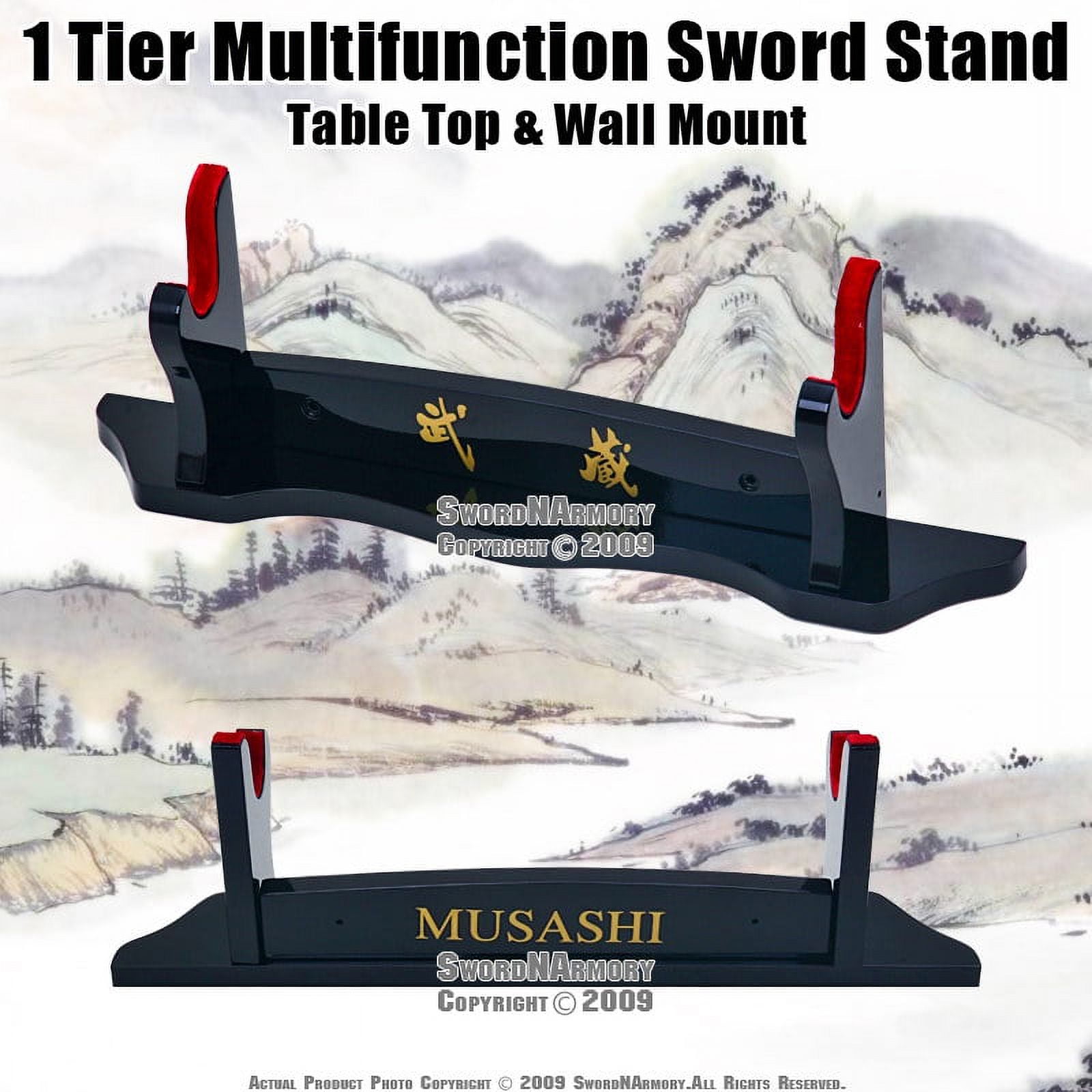 Musashi Multifunction Sword Stand Tabletop Wall Mount Samurai Katana ...