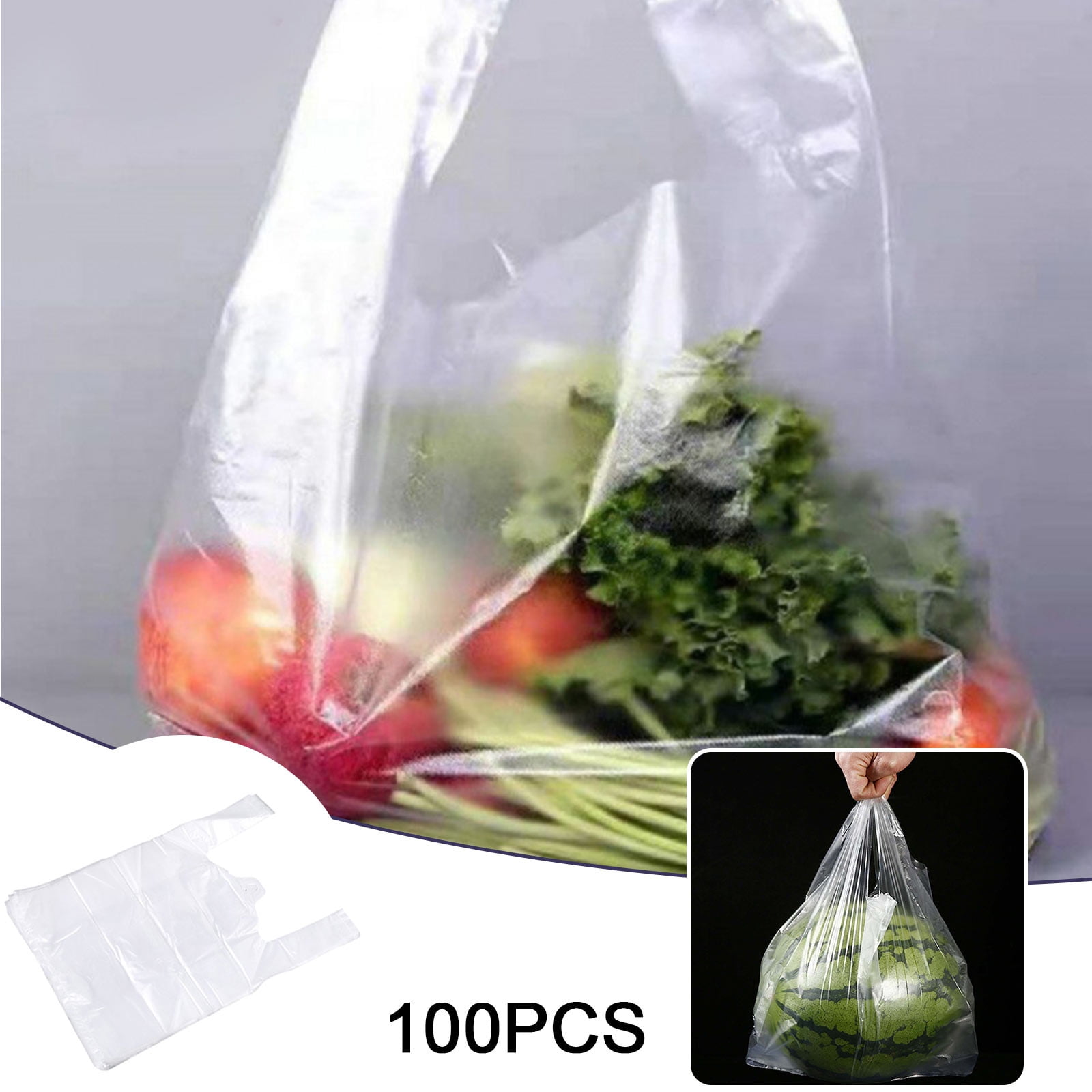 Musatteng 100pcs 20x30cm White Food Grade Bag With Handle Food ...