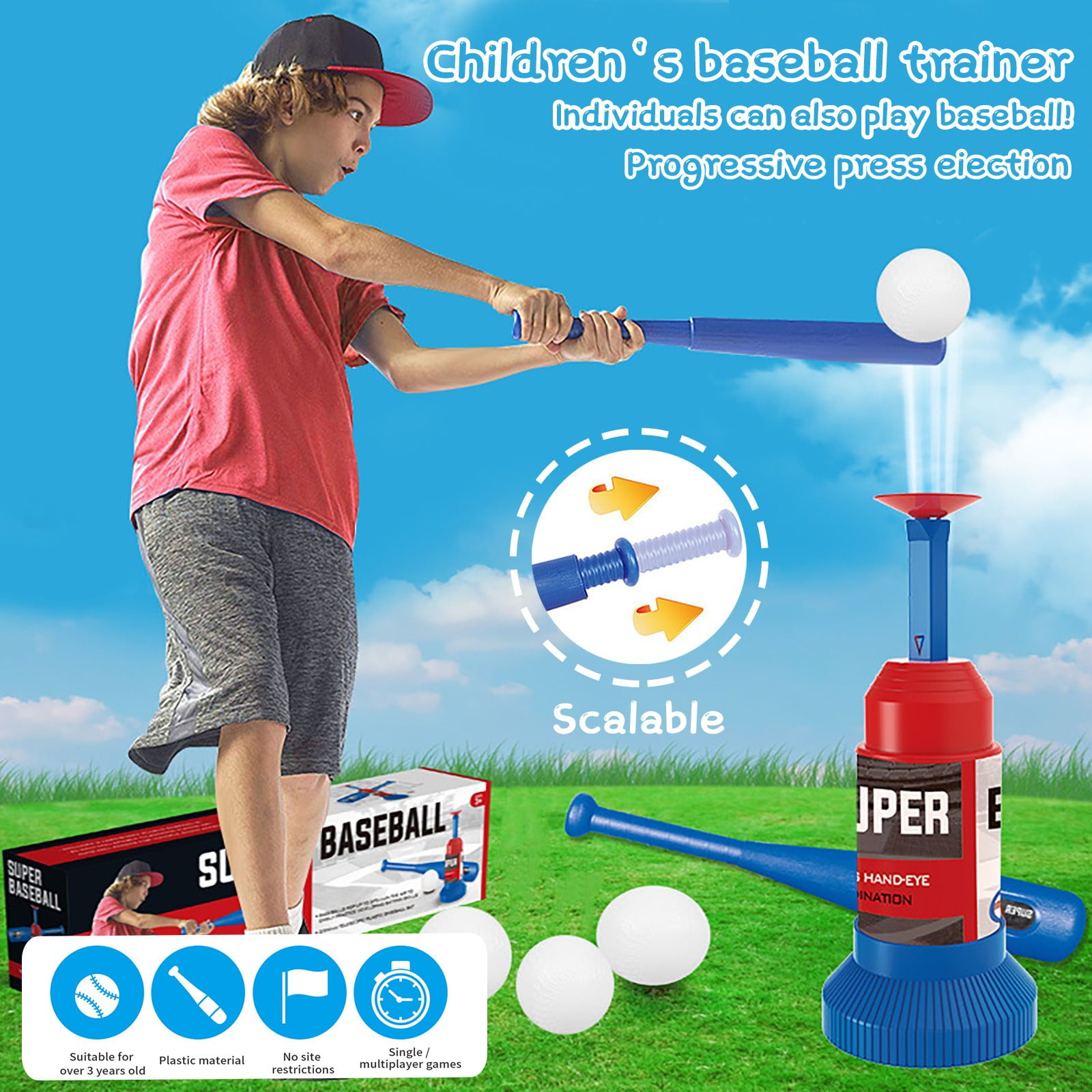 Musatteng Automatic Baseball Pitching Machine & Math Games Set ...