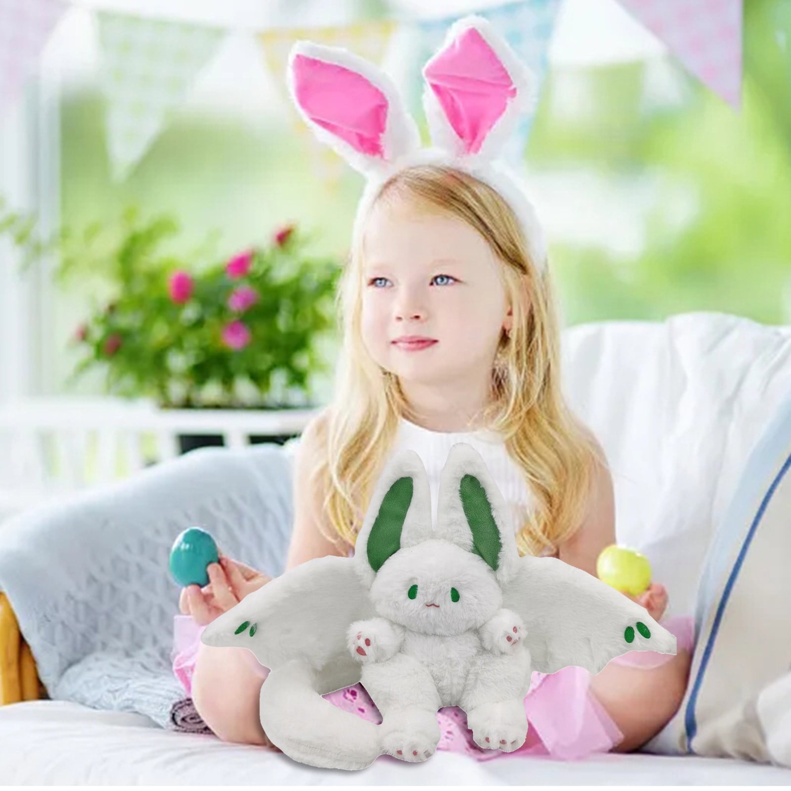 Musatteng Bat-Winged Bunny Plush Toy - Soft Flying White Rabbit Stuffed ...