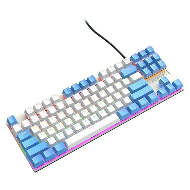 Musatteng Coiled Keyboard 87key RGB Backlit Mechanical Keys Desktop ...