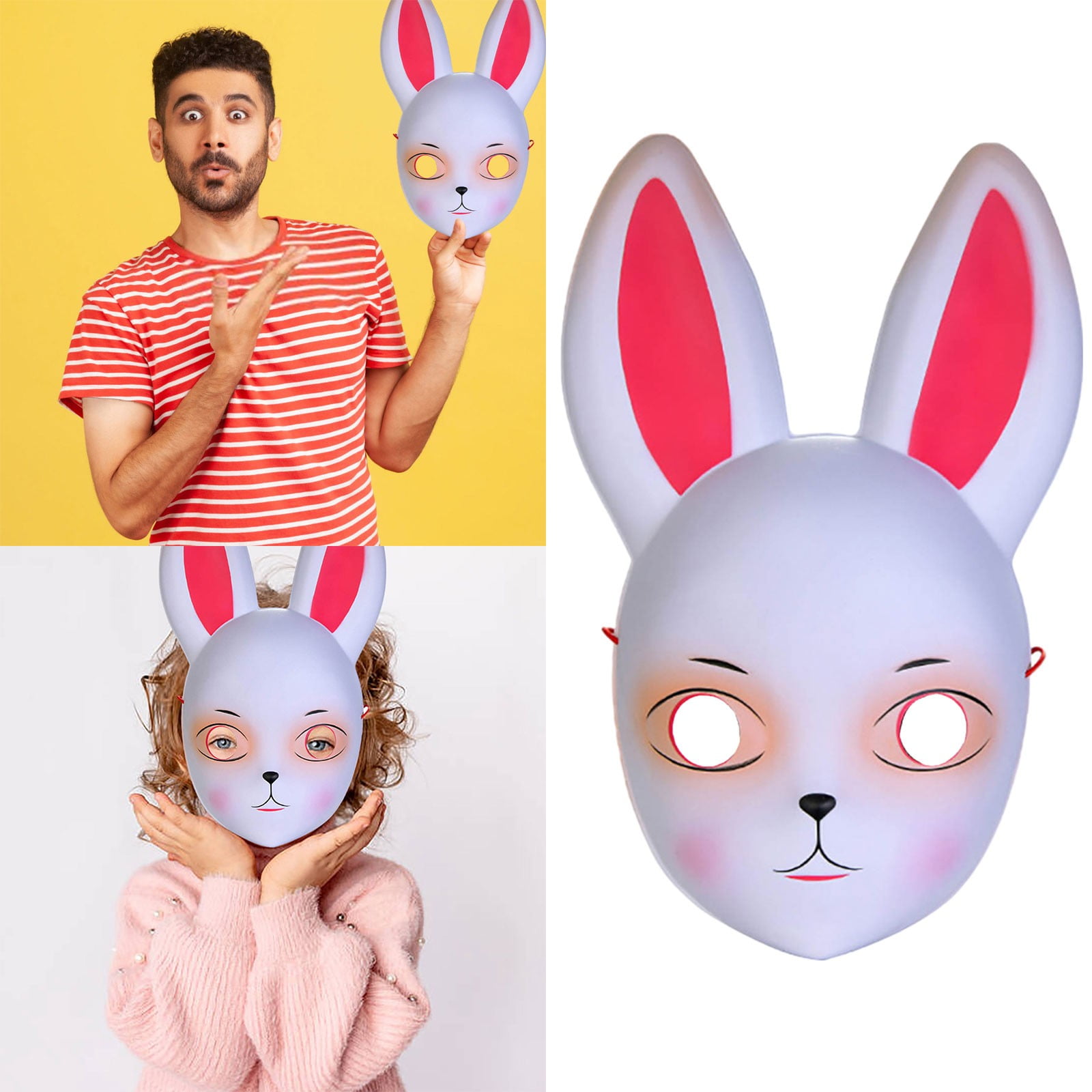 Musatteng Fluffy Bunny Ear Headbands - 6 Pack Photo Booth Props for ...