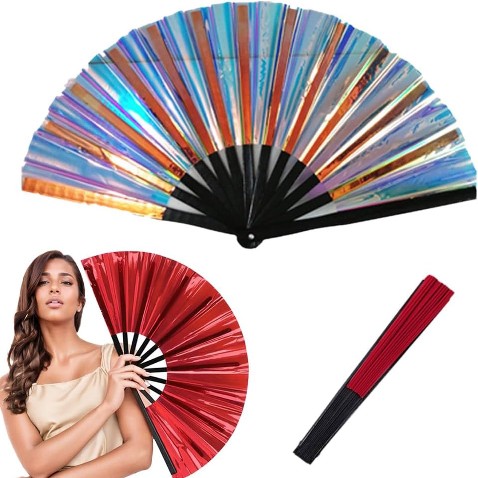 Musatteng Foldable Handheld Dance Fan with 3 Speeds - Large ...