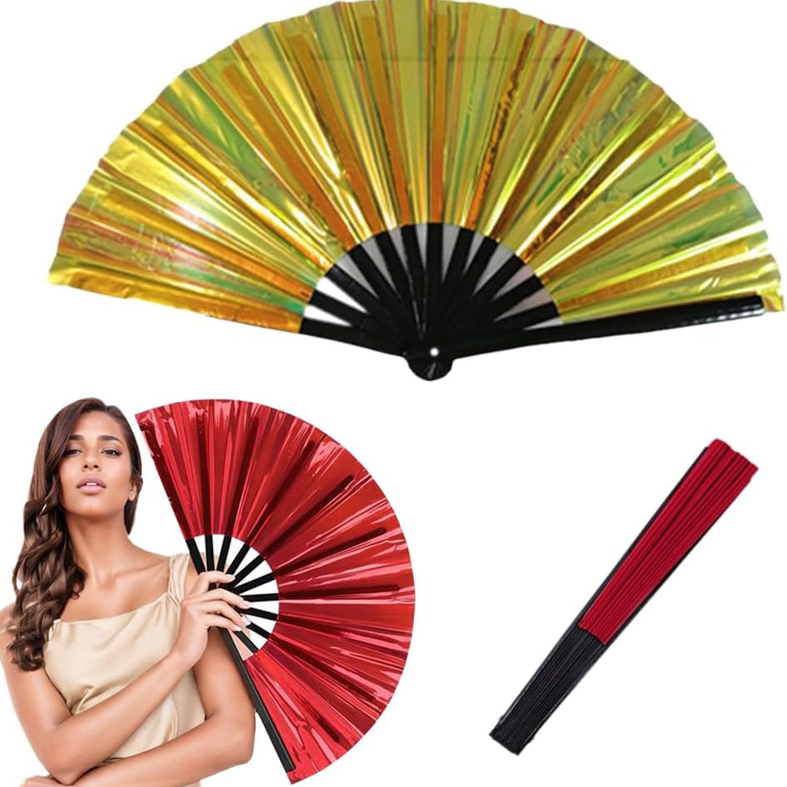 Musatteng Foldable Handheld Dance Fan with 3 Speeds - Large ...