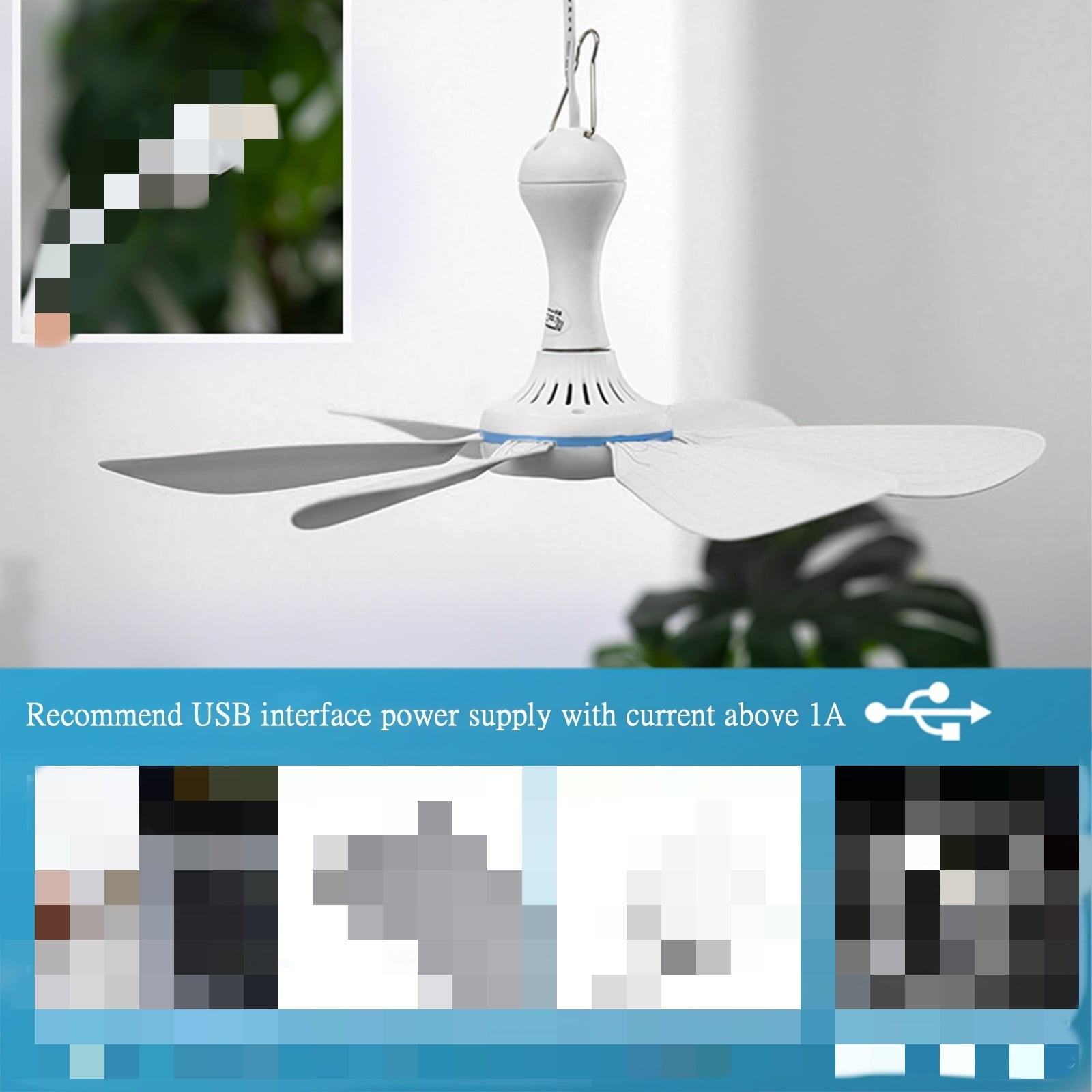 Musatteng USB Powered Ceiling Fan Silent 6 Fan With 4 Speed Adjustment ...