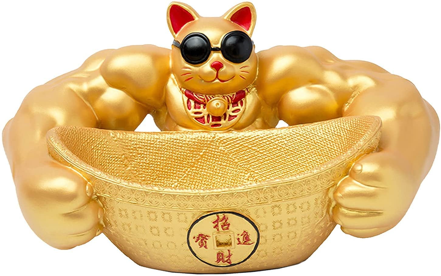 Muscle Arm Cat Statue Lucky Storage Box Feng Shui Lucky Cats Statue ...