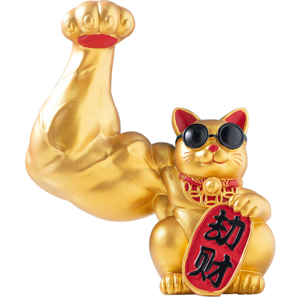 Muscle Arms Recruiting Wealth Cats, Big Arms Cat Decoration, Good Luck ...