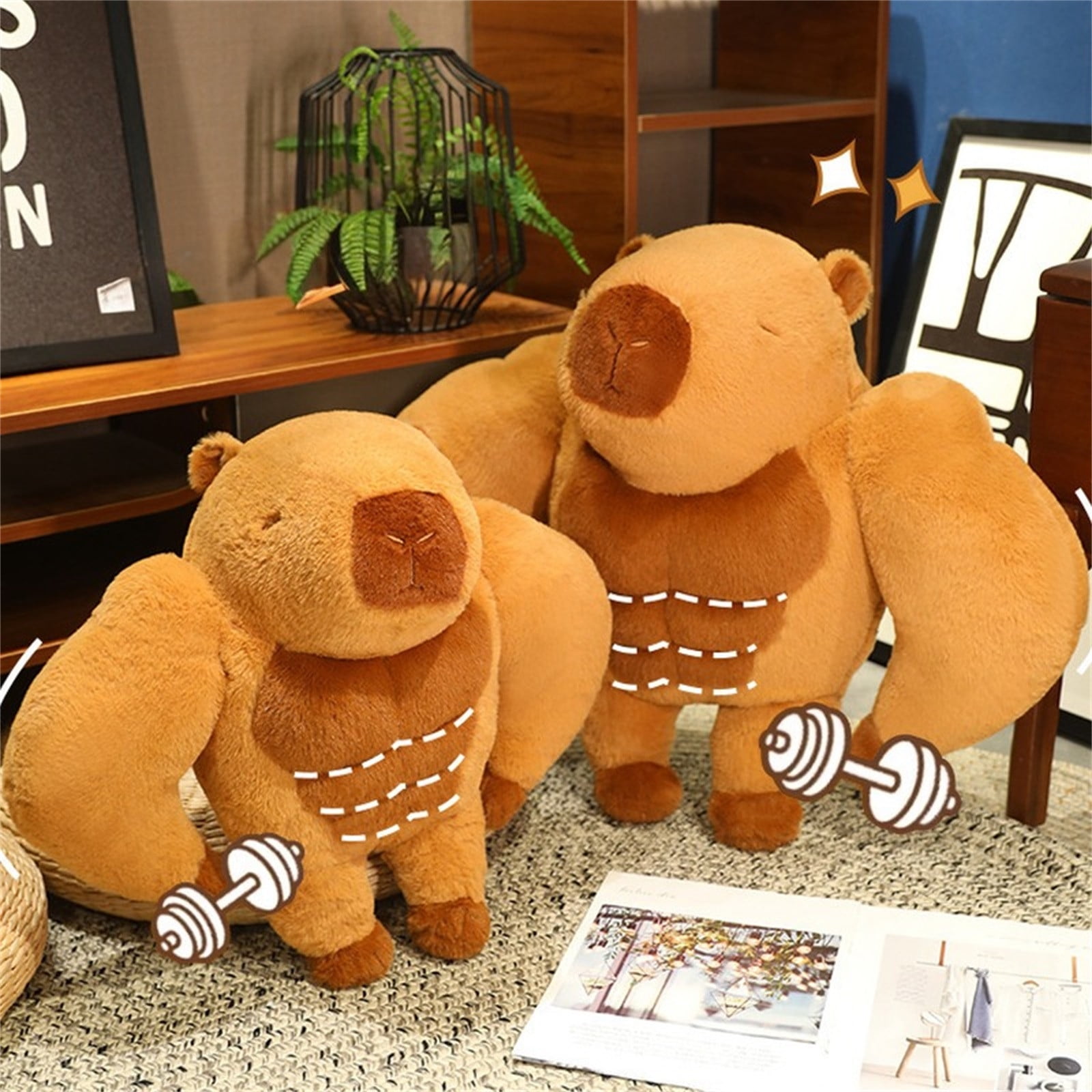 Muscle Capybara Plush Toy Stuffed Animal Claw Machine Prize - 17.7 ...