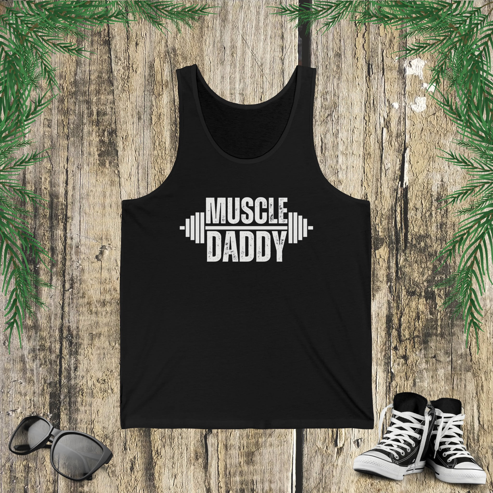 Muscle Daddy Weightlifter dad cool dada father gym Jersey Tank ...