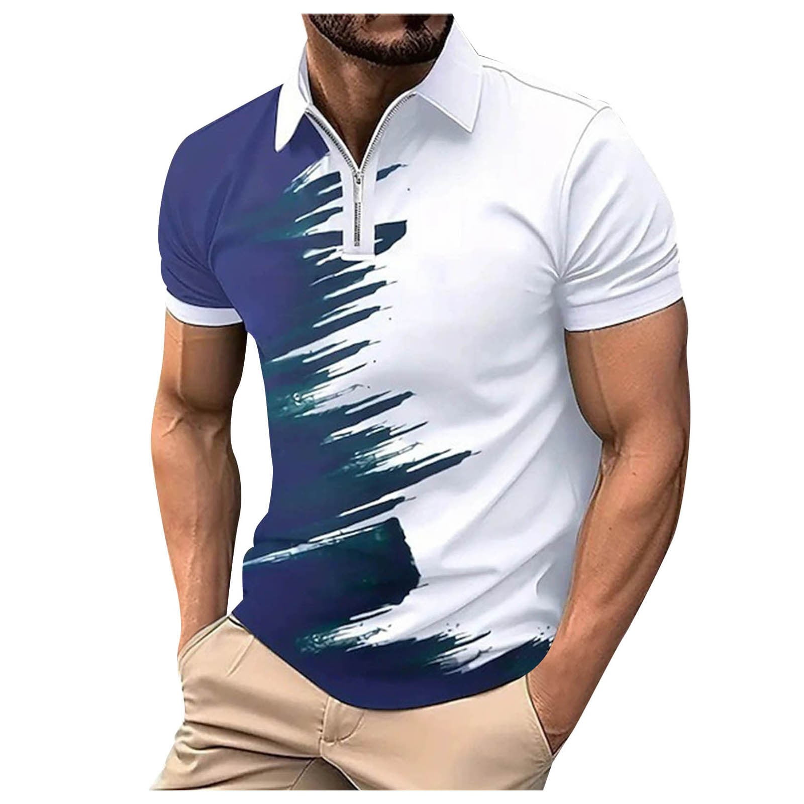 Muscle Fit Dress Shirts Stretch Slim Fit Short Sleeve - Walmart.com