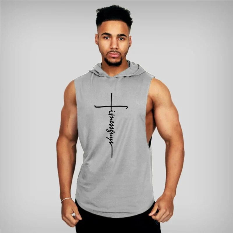 Muscle Fitness Guys Gym Clothing Mens Bodybuilding Hooded Tank Top Men ...